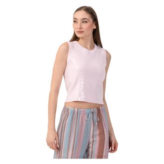 Kocca Femme, Tops, Rose, Taille: 38 FR Chic Shiny Cropped Vest Top