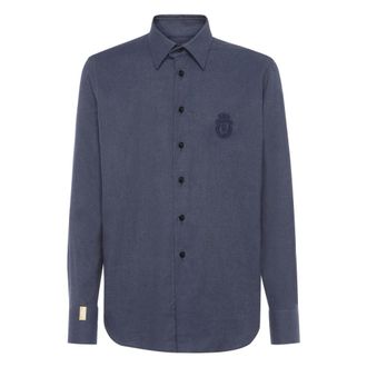 Billionaire Boys Club Flannel Shirt LS Slim Fit Crest - - Shirts - Herren - Blau - 3XL
