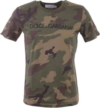 Dolce & Gabbana Homme, Tops, Multicolore, Taille: M T-shirt Camouflage Manches Courtes