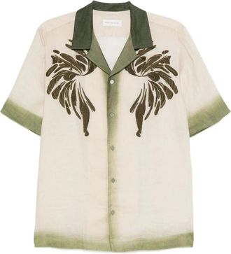 Dries Van Noten Homme, Chemises, Vert, Taille: 2XL Chemise Broderie Carltone