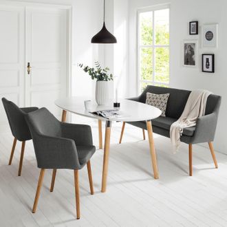 Mørteens home24 Armlehnenstuhl 58 x 84 x 58cm 2er Set Webstoff Cors: Dunkelgrau Grau