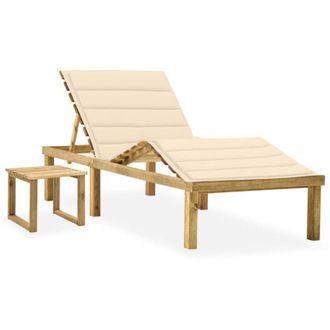 vidaXL Garten-Sonnenliege mit Tisch und Auflage Kiefer Impr&auml;gniert - Vidaxl