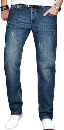 Alessandro Salvarini A. Salvarini Designer Jeans Basic pour homme Coupe droite - Bleu - 46W x 36L