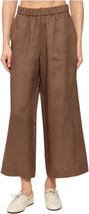 Max Mara Femme, Pantalons, Brun, Taille: 40 FR Linen Pantalons