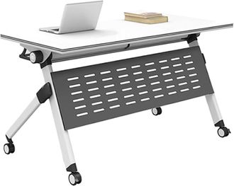 Generic Klappbarer Konferenztisch, Klappbarer Konferenztisch mit feststellbaren Rollen, Moderner rechteckiger Besprechungstisch, Multifunktionaler Computertis