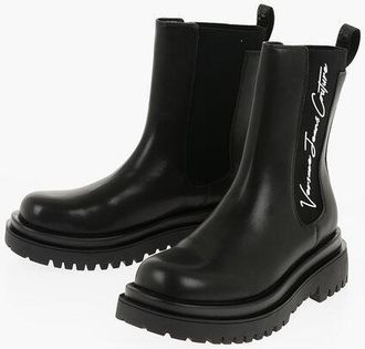 Versace JEANS COUTURE Faux Leather DREW Chelsea Boots with Contrasti size 38