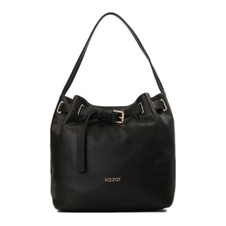 Kazar Mit einem Riemen verzierte schwarze Ledertasche - - Bags - Damen - Schwarzk - ONE SIZE