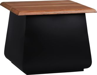WOMO-DESIGN Beistelltisch Sheffield 50x40x50cm rechteckig Schwarz-Natur Akazienholz Metall Unikat Handgefertigt Massivholz M&ouml;bel Wohnzimmertisch Couchtisch Sofati