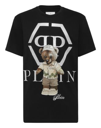 Philipp Plein Round Neck T-Shirt Crystal Teddy Bear