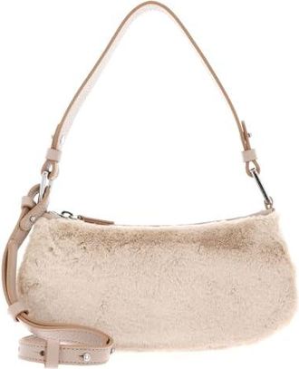 Coccinelle Cuir sac à épaule bandoulière Merveille Synthetic Fur Mini Bag Natural/Rosette beige