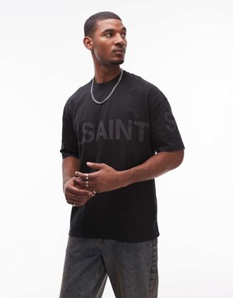 AllSaints Biggy - T-shirt &agrave; logo ton sur ton - Noir