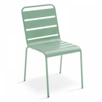 Oviala Oviala - Chaise de jardin en métal vert sauge - Palavas