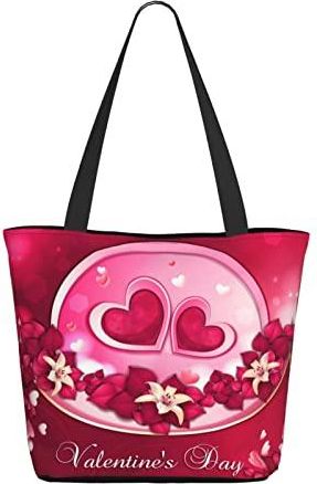 AOOEDM Belles fleurs Love Hearts Ladies Shopping Bag 13x11x7in.Le cadeau parfait pour la Saint-Valentin.Cest de la Saint-Valentin pour maman, fille, &eacute;pouse, 