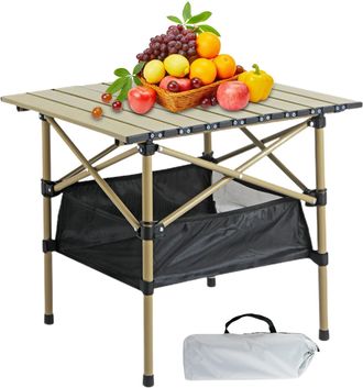 Generic Faltbarer Picknicktisch, Strandtisch, gro&szlig;er Outdoor-Picknicktisch mit Netz-Aufbewahrungstasche, tragbarer Campingtisch aus Metall, f&uuml;r Garten, Hinter