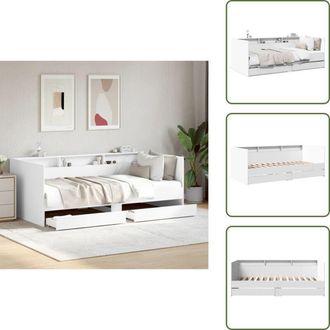 vidaXL Lit de jour avec tiroirs sans matelas blanc 90x190 cm - Lit Deux Places - Canap&eacute; Lit - Meuble Multifonctionnel - Lit Convertible - Rangements Int&eacute;gr&eacute;s