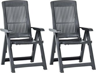 vidaXL Vidaxl - Verstellbare Gartenst&uuml;hle 2 Stk. Kunststoff Anthrazit