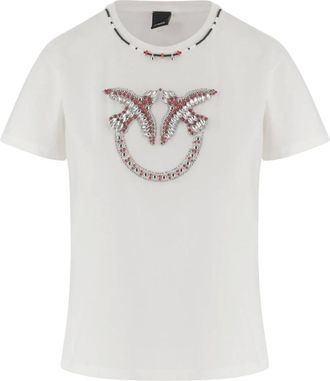 Pinko Pinko, Femme, Tops, Blanc, Taille: 36 FR T-shirt en coton avec logo