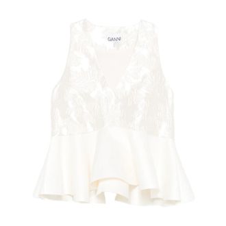 Ganni &Auml;rmellose Oberteile - - Tops - Damen - Beige - L