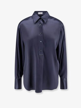 Brunello Cucinelli Silk shirt with Monili detail - BRUNELLO CUCINELLI - gender_Woman