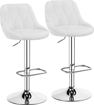 Yaheetech Barhocker 2er Set h&ouml;henverstellbarer Barstuhl 360&deg; drehbarer Tresenhocker Polsterhocker mit Kunstleder f&uuml;r K&uuml;che/Bar/Salon/Esszimmer, wei&szlig;