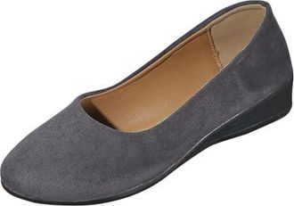 Generic Chaussures &agrave; enfiler d&eacute;contract&eacute;es &agrave; talon compens&eacute; pour femme - &Eacute;l&eacute;gantes et classiques - Couleur unie - Bout rond - L&eacute;g&egrave;res et confortables - Pour l