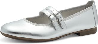 Jana Damen Ballerinas mit Riemen Vegan, Silber (Silver), 38 EU