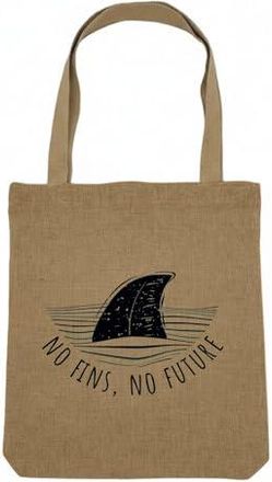 Fabulous Sac Shopping Tote Bag Aspect Lin - No Fins, No Future Ecology Shark Sea - Sac de Courses Toile Epaisse 360g Beige Naturel Cabas Port&eacute; Epaule Solide Im