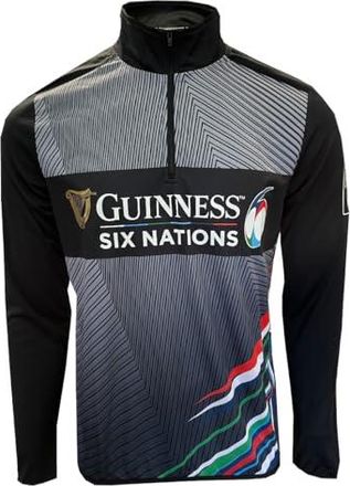 Guinness Six Nations Rugby Haut de performance avec fermeture Éclair 1/4 Noir Taille S, Noir