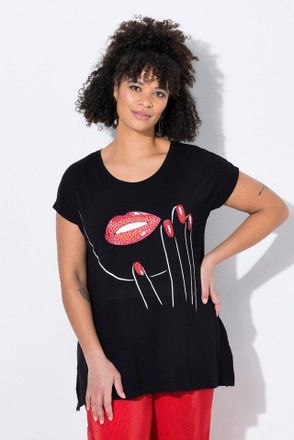 Miamoda T-Shirt T-Shirt A-Linie Kussmund-Motiv