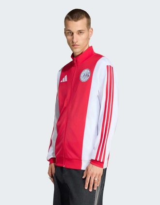 adidas Ajax Amsterdam DNA haut de surv&ecirc;tement en blanc / rouge vif