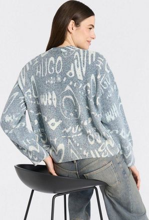 HUGO BOSS Strickpullover Slicary mit Allover-Muster, oversize