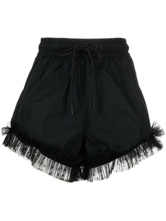 Red Valentino short &agrave; bords volant&eacute;s - Noir