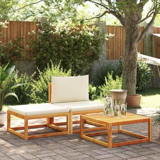 vidaXL 3-tlg. Garten-Sofagarnitur mit Kissen Massivholz Akazie - Vidaxl