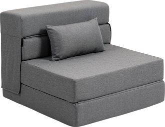 HOMCOM 3 in 1 Schlafsessel Klappbar Schlafsofa mit Bettfunktion Verstellbarer R&uuml;ckenlehne Kissen G&auml;stebett in Leinenoptik Klappsessel f&uuml;r Wohnzimmer Schlafzi