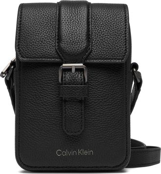 Calvin Klein Umh&auml;ngetasche Calvin Klein Leather Slim Flap Reporter LV04D3323G Schwarz