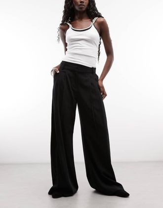 Weekday pantalon large pliss&eacute; noir