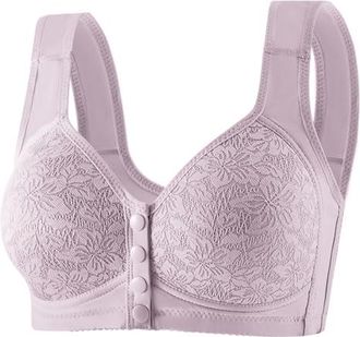 Generic Soutien-gorge pour femme avec fermeture avant rembourr&eacute;e et confortable, sans fil et en acier, grande taille, 2026, violet clair, 70