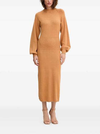 Silvian Heach Geripptes Midikleid mit Ballon&auml;rmeln - Nude