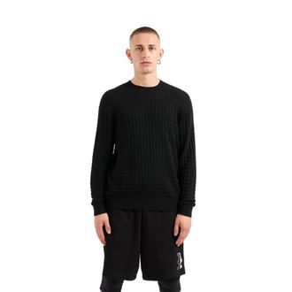 A|X Armani Exchange Checked Crewneck Sweater - - Knitwear - Herren - Schwarzk - XS