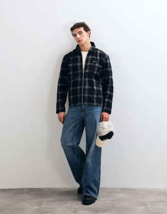 Hollister veste bross&eacute;e avec col &agrave; carreaux noirs