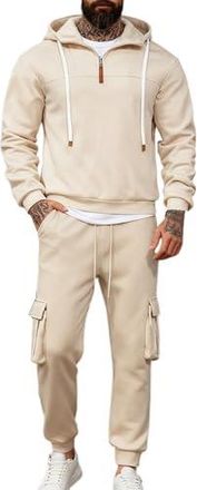 Generic Surv&ecirc;tement pour homme avec demi-fermeture &eacute;clair &agrave; capuche et poches multiples - D&eacute;contract&eacute; - Jogging quotidien - Sport de plein air - Hauts et bas 