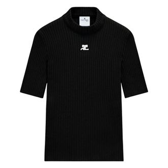 Courr&egrave;ges Femme, Pulls, Noir, Taille: 42 FR Pull Noir en Tricot Jumper