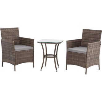 SVITA Ensemble de meubles de jardin Svita brooklyn bistro 3 pi&egrave;ces Salon de jardin dext&eacute;rieur en rotin marron
