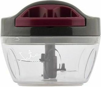 Jata Mini-Zerkleinerer, manuell, 300 ml, Food Processor, Schwarz, Zerkleinern, Hacken, Edelstahlmesser mit 3 Schnitthhen, Schneeschaufel