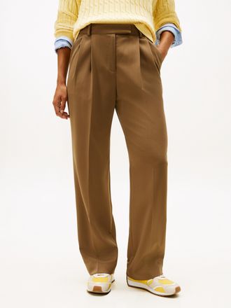 Tommy Hilfiger Anzughose TOMMY HILFIGER TIMELESS WOOL RLXD STRT PANT, Damen, Gr. 44, N-Gr, nordic taupe, Web, Obermaterial: 54% Polyester, 44% Wolle, 2% Elasthan, un