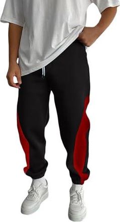 Generic Pantalon de surv&ecirc;tement respirant pour homme pour lentra&icirc;nement et les loisirs, taille &eacute;lastique, coupe ample, pantalon confortable, Rouge, 3XL