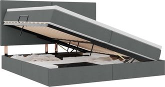 vidaXL Letto Con Contenitore E Materasso Grigio Scuro 200 X 200 Cm Vidaxl