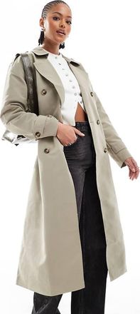 Vero Moda Tall Longline-Trenchcoat in Lorbeereiche mit G&uuml;rtel-Neutral