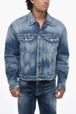 Dsquared2 Stretch-Denim-Jacke mit gestreiftem Wollmix-Futter Dsquared2