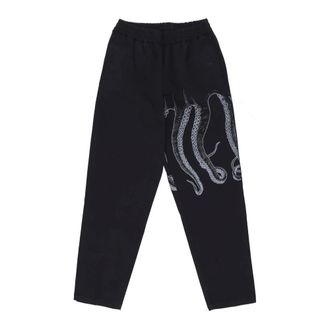 Octopus Schwarze Joggerhose mit Tentakeldruck - - Trousers - Herren - Schwarzk - XL
